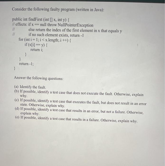 Solved Consider the following faulty program (written in | Chegg.com