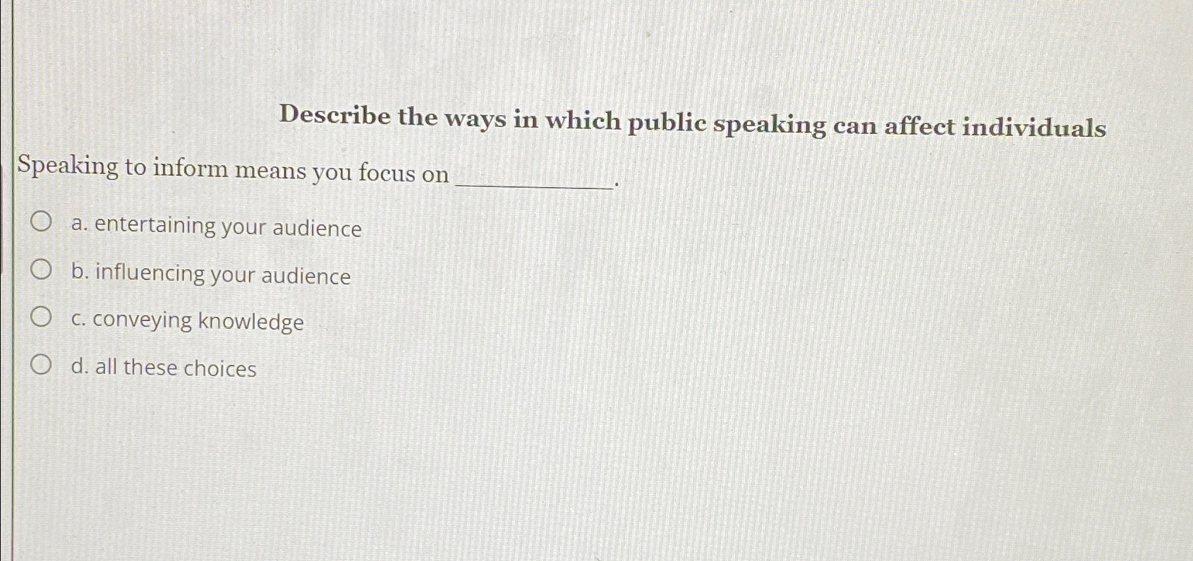 Solved Describe the ways in which public speaking can affect | Chegg.com