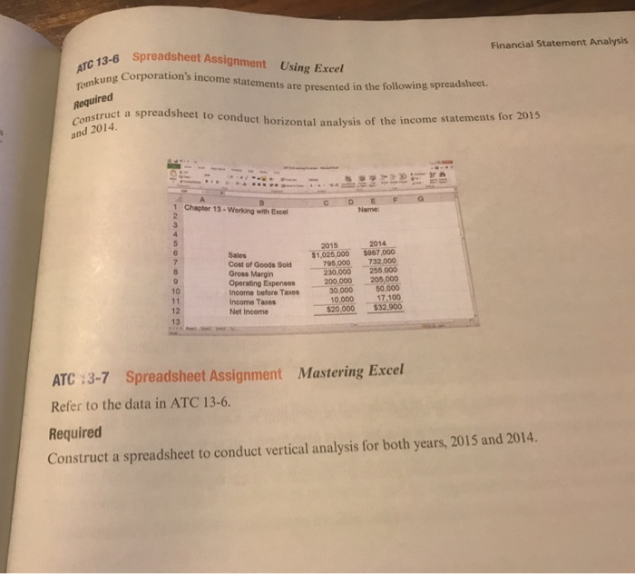Solved ATC 13-6 Spreadsheet Assignment Using Excel Tomkung | Chegg.com