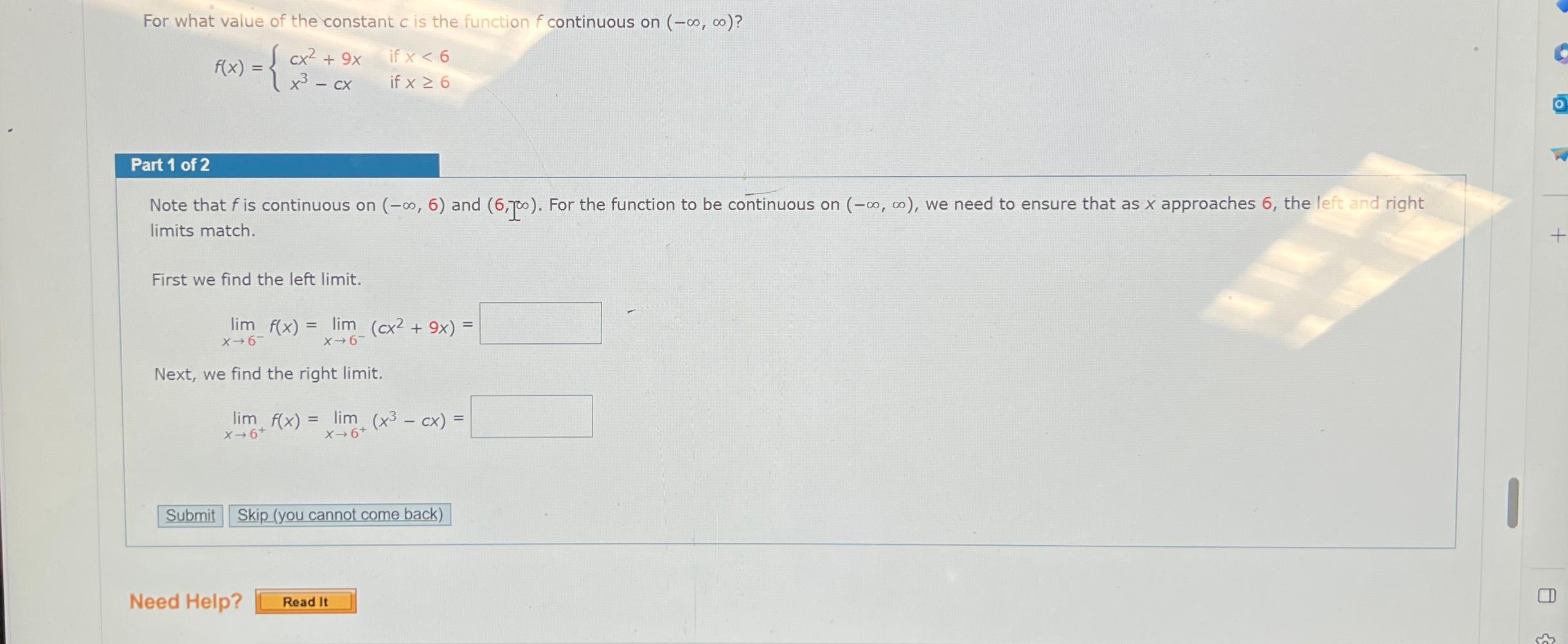 Solved For what value of the constant c ﻿is the function f | Chegg.com