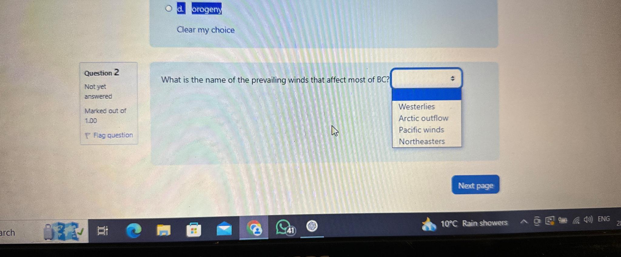 Solved d.orogenyClear my choiceQuestion 2Not | Chegg.com Solved d.orogenyClear my choiceQuestion 2Not | Chegg.com