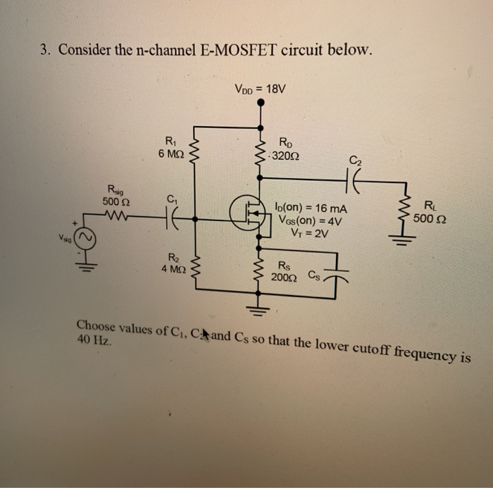 Solved 3. Consider the n-channel E-MOSFET circuit below. Vpp | Chegg.com