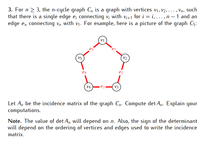 Solved For n≥3, ﻿the n-cycle graph Cn ﻿is a graph with | Chegg.com