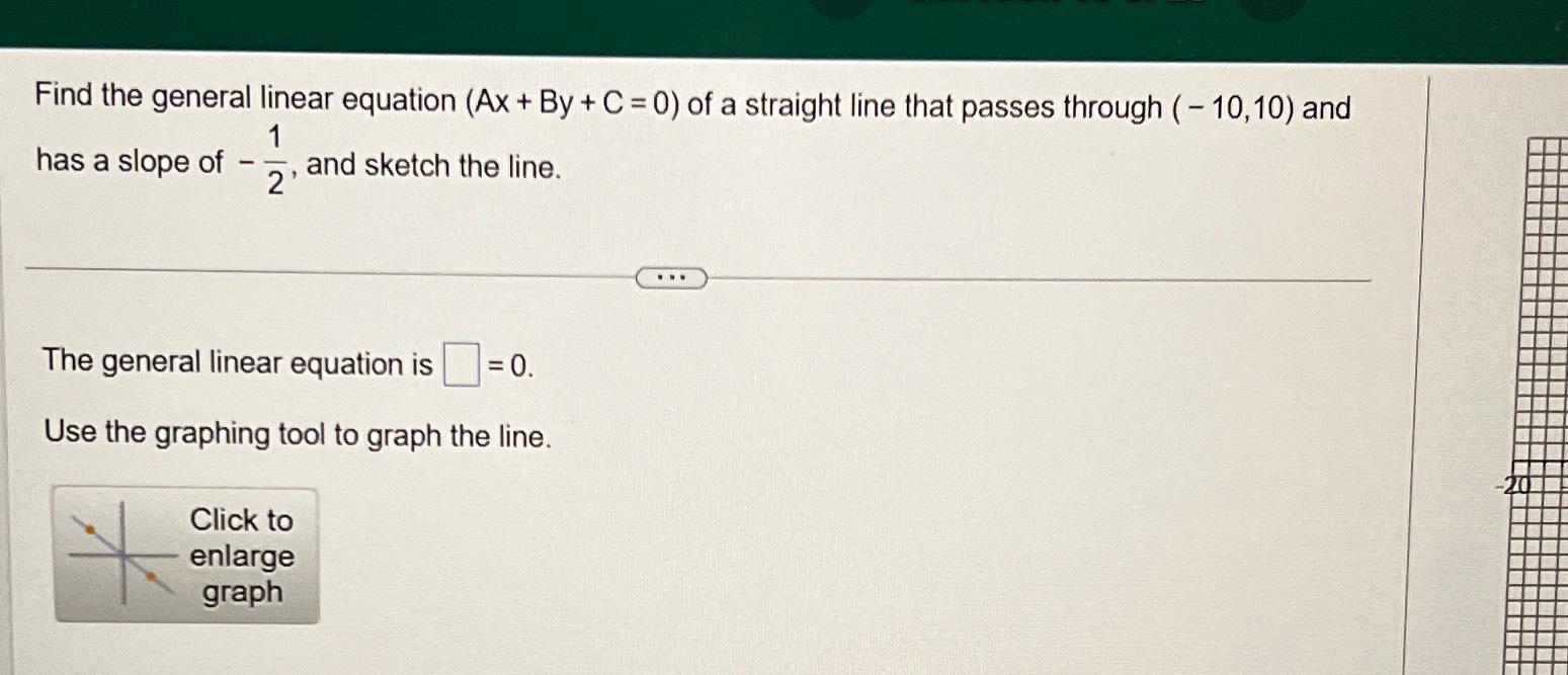 Solved Find the general linear equation )=(0 ﻿of a straight | Chegg.com