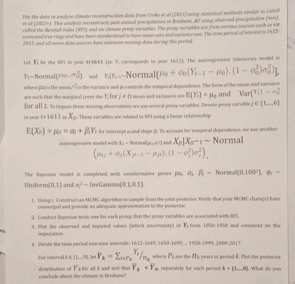 Solved Use the data to analyze climate reconstruction data | Chegg.com