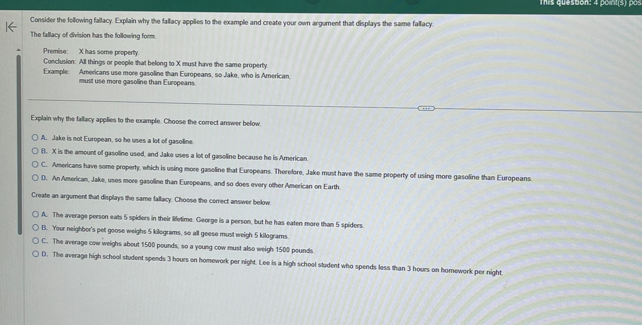 Solved Consider the following fallacy. Explain why the | Chegg.com
