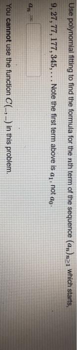 Solved Use polynomial fitting to find the formula for the | Chegg.com