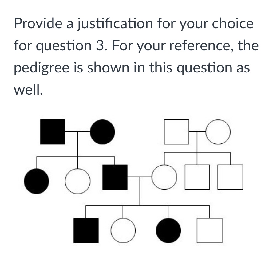 Solved Provide a justification for your choice for question | Chegg.com