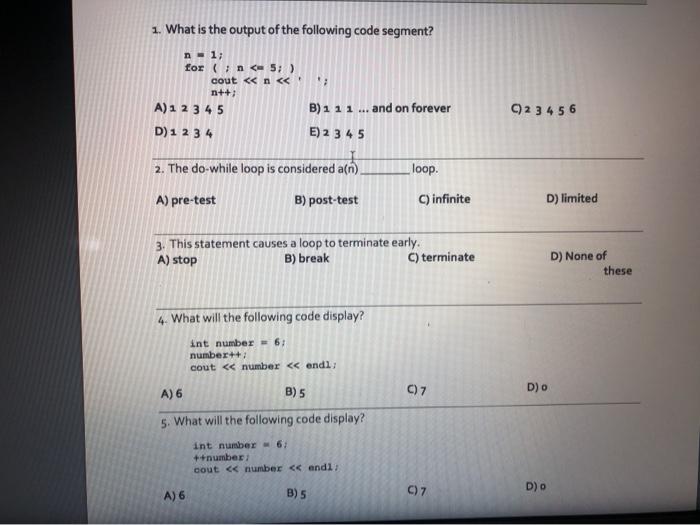 Solved 1. What is the output of the following code segment? | Chegg.com