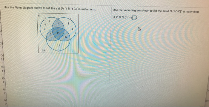 Solved Use the Venn diagram shown to list the set (AnBn | Chegg.com