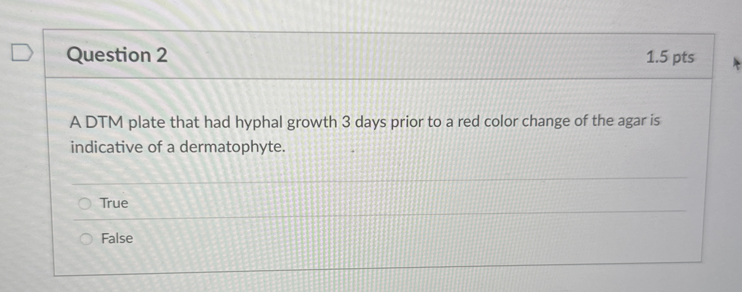 Solved Question 21.5 ﻿ptsA DTM plate that had hyphal growth | Chegg.com