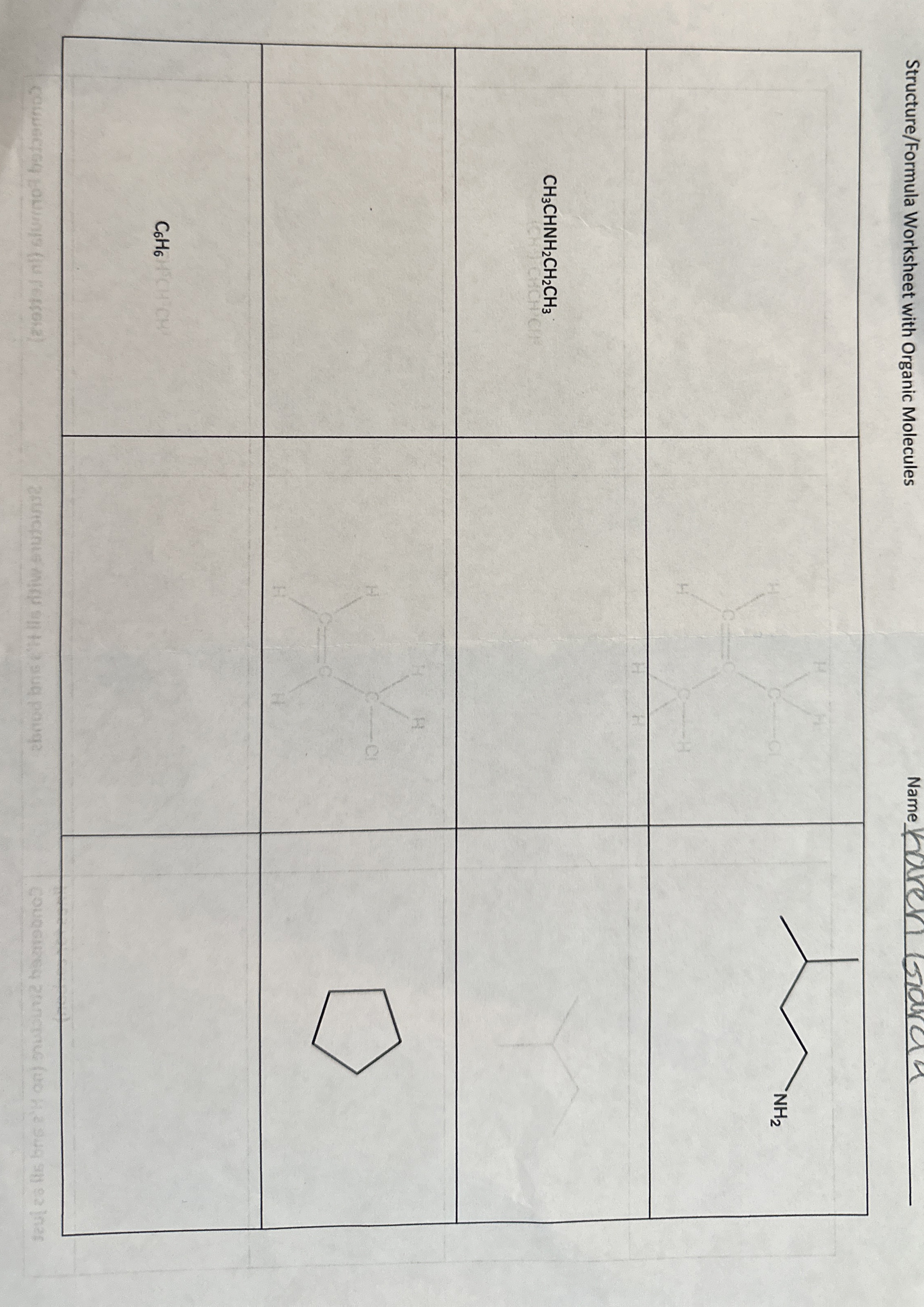 Solved Structure/Formula Worksheet with Organic | Chegg.com