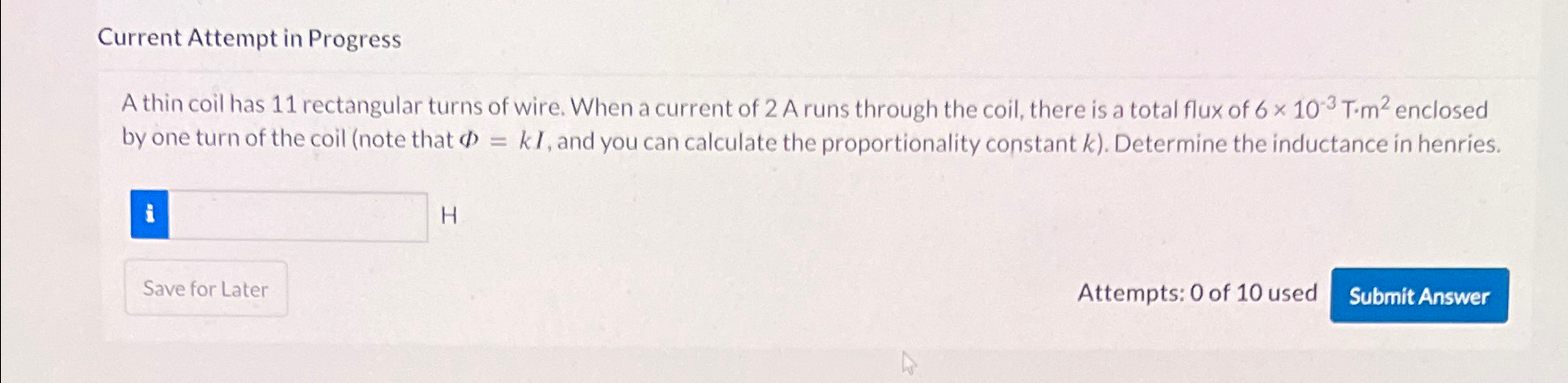 Solved Current Attempt in ProgressA thin coil has 11 | Chegg.com