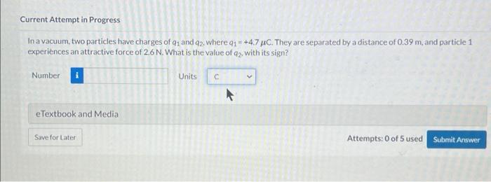 Solved In a vacuum, two particles have charges of q1 and q2, | Chegg.com