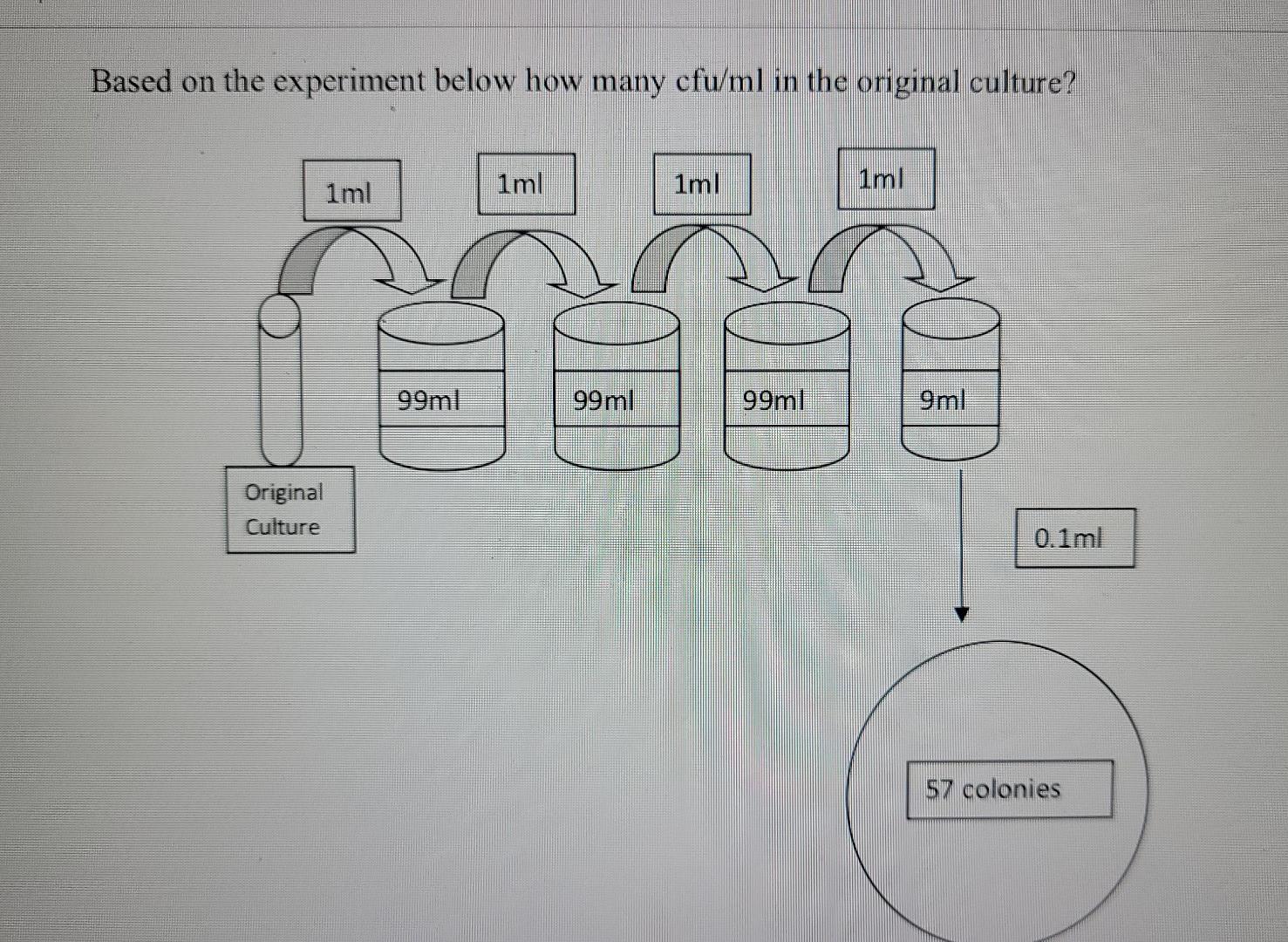 Solved Based on the experiment below how many cfu/ml in the | Chegg.com
