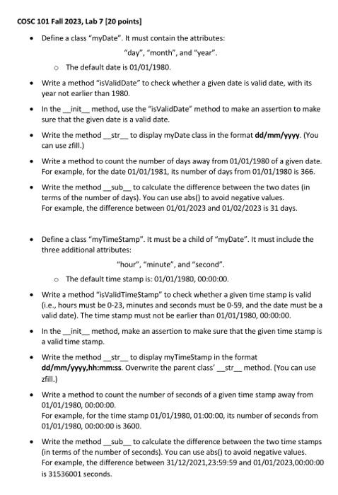 Solved coSC 101 Fall 2023, Lab 7 [20 points] - Define a | Chegg.com