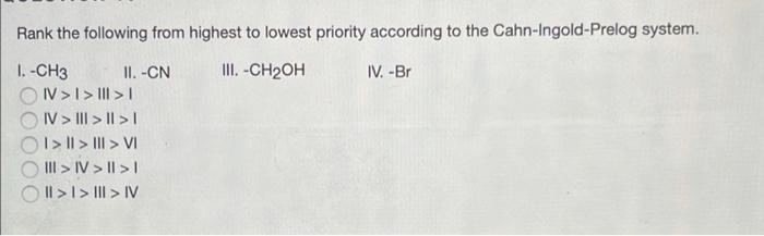 Solved Rank the following from highest to lowest priority | Chegg.com
