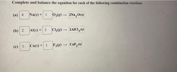 Solved Complete and balance the equation for each of the | Chegg.com