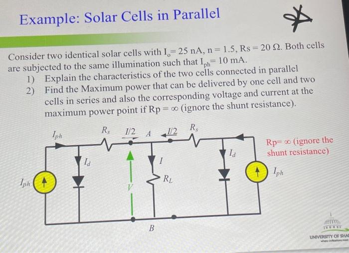 Solved Example: Solar Cells in Parallel Consider two | Chegg.com