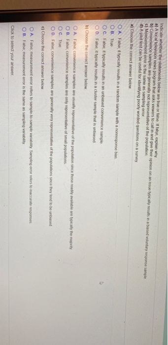 Solved Indicate whether the statements below we true or | Chegg.com