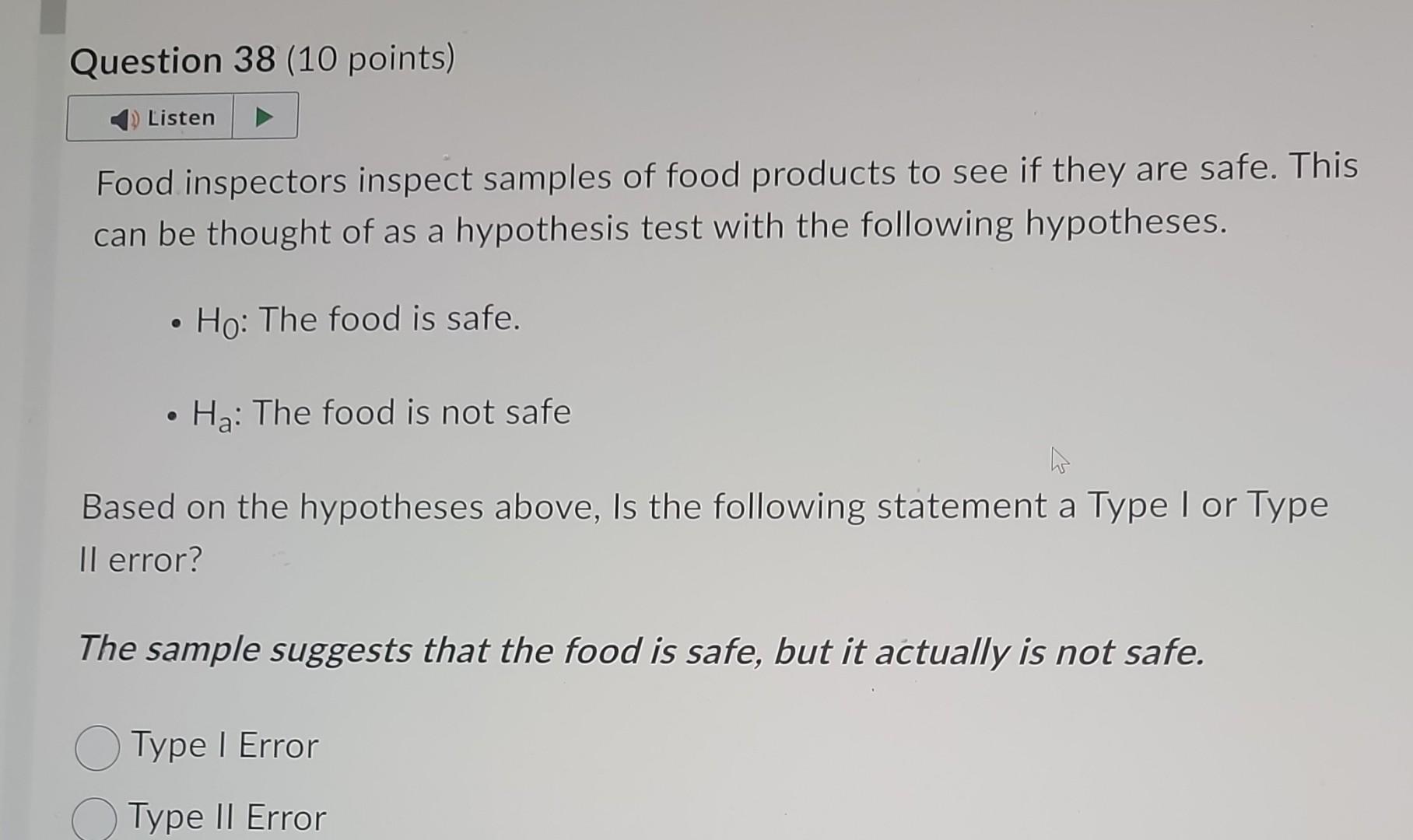 Solved Food inspectors inspect samples of food products to | Chegg.com