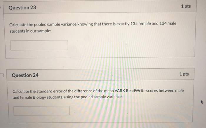 Solved ion 13 1 Pts The Mean Difference Of The Visual Chegg