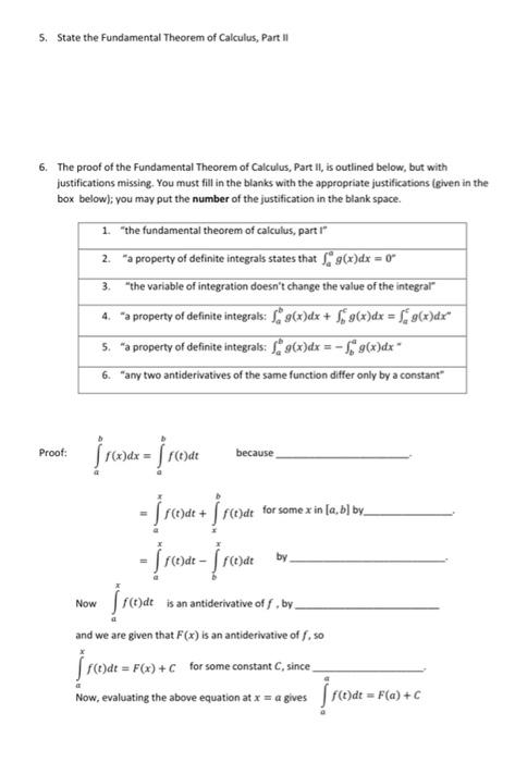 Solved 5. State the Fundamental Theorem of Calculus, Part II | Chegg.com