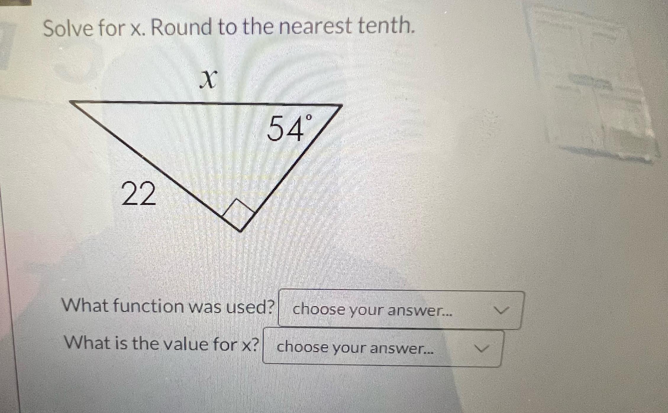 Solved Solve for x. ﻿Round to the nearest tenth.What | Chegg.com