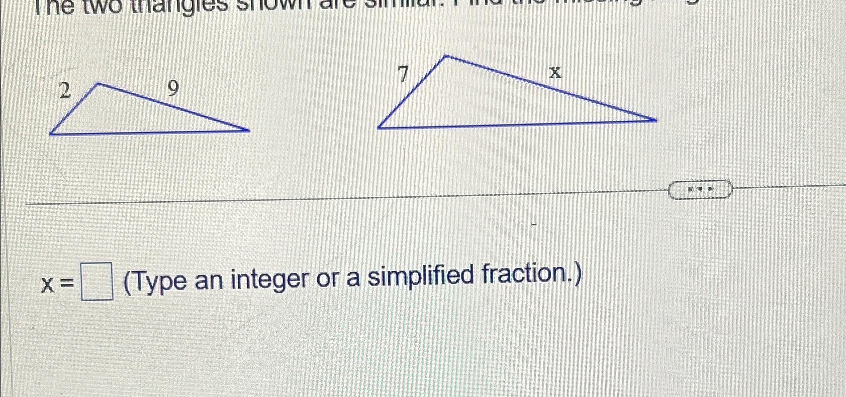 Solved x=(Type an integer or a simplified fraction.) | Chegg.com
