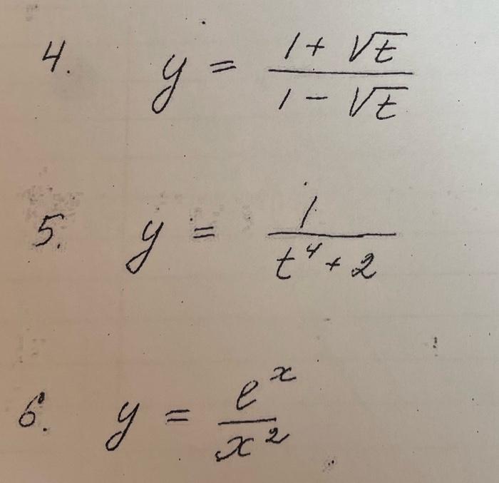 Solved y=1−t1+ty=t4+21y=x2ex | Chegg.com