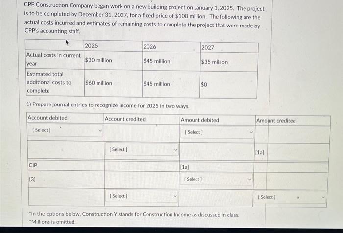 Solved CPP Construction Company began work on a new building | Chegg.com