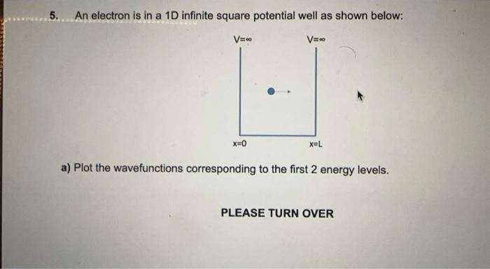 Solved 5. An electron is in a 1D infinite square potential | Chegg.com