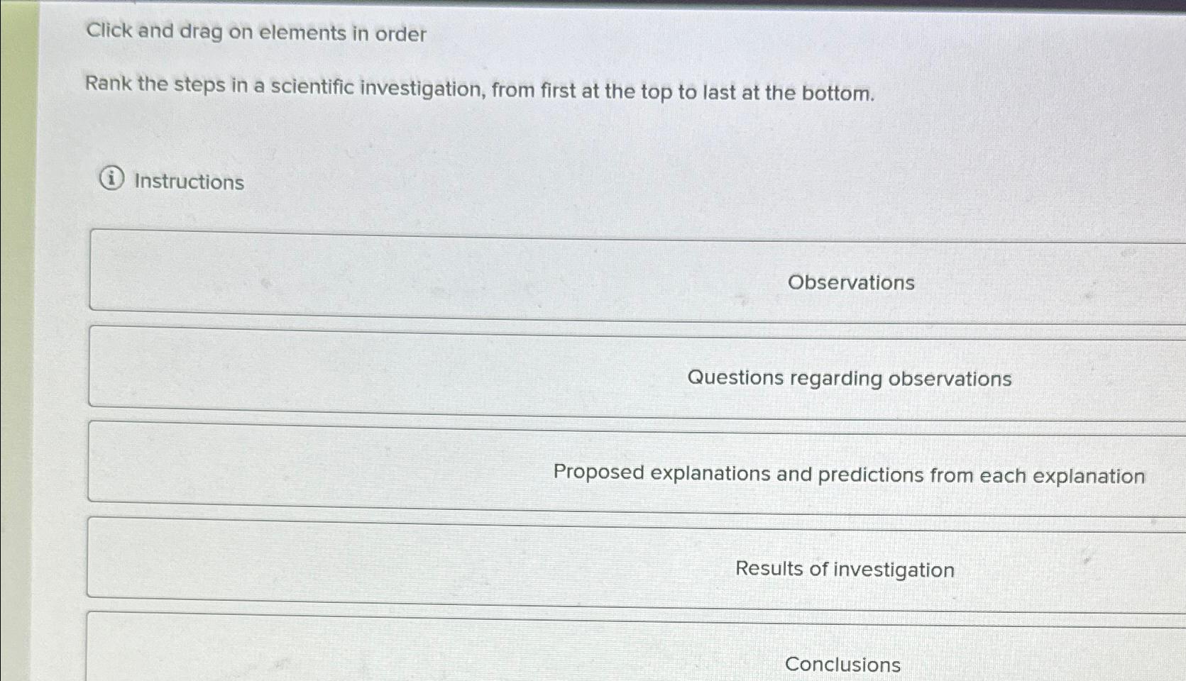 Solved Click and drag on elements in orderRank the steps in | Chegg.com