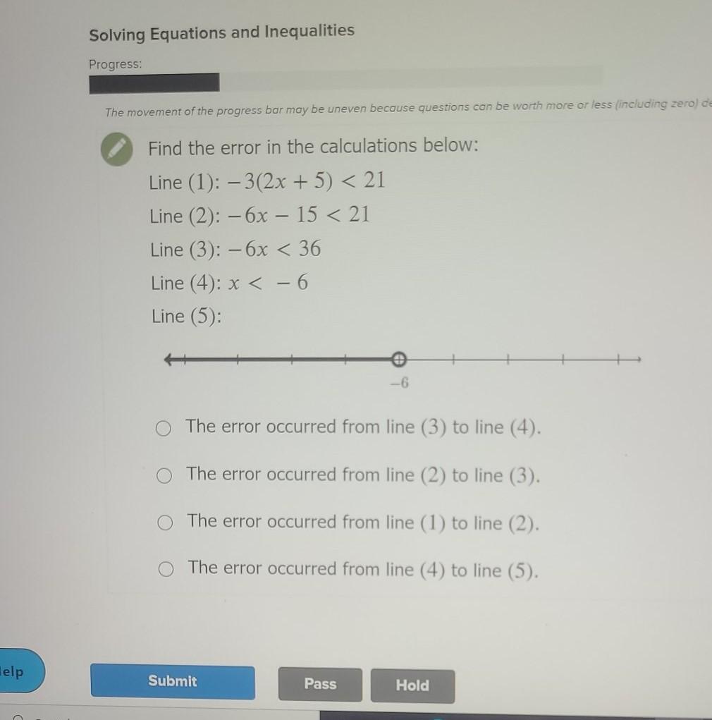 Solved Solving Equations and Inequalities Progress: The | Chegg.com
