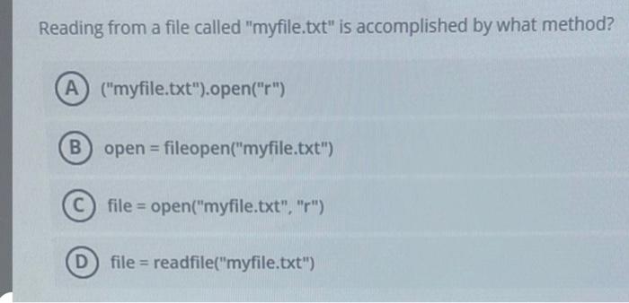 Solved Reading from a file called "myfile.txt" is | Chegg.com