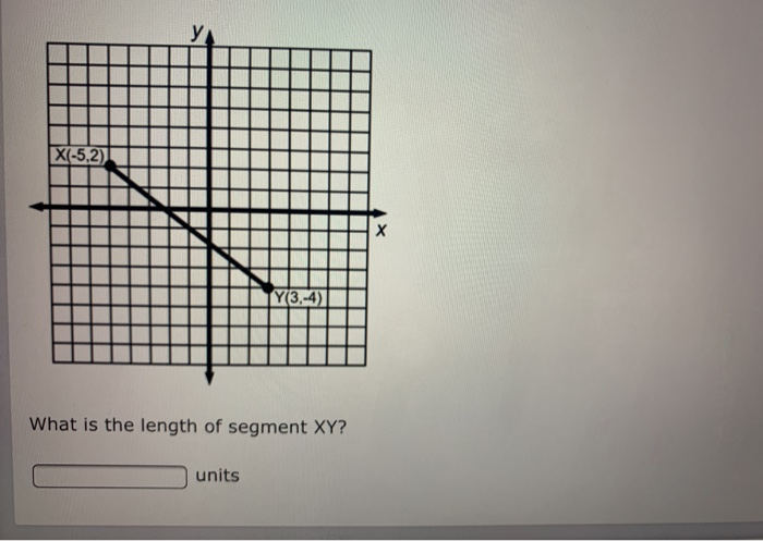 Solved X(-5,2) х 43.-4) What is the length of segment XY? | Chegg.com