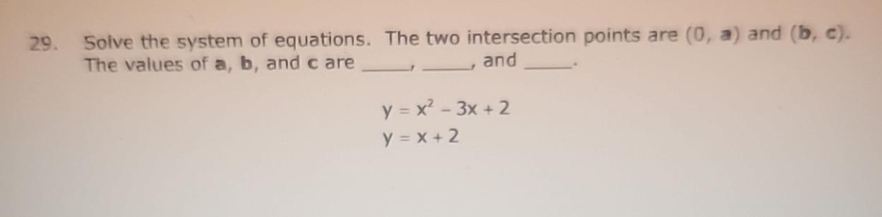 Solved Solve the system of equations. The two intersection | Chegg.com