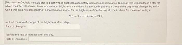 Solved (10 points) A Cepheid variable star is a star whose | Chegg.com