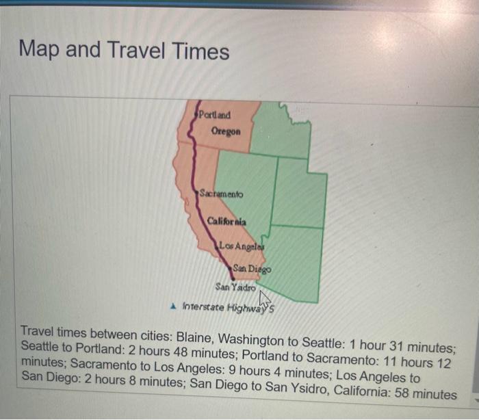 Solved Map and Travel Times Map and Travel Times | Chegg.com