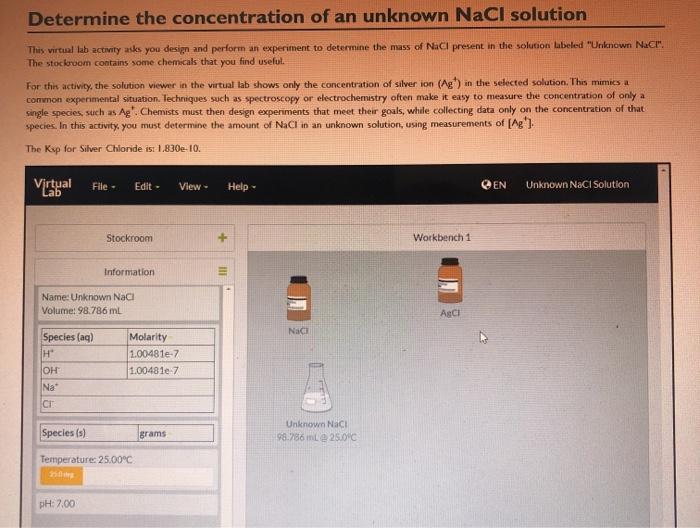 Solved Determine the concentration of an unknown NaCl | Chegg.com