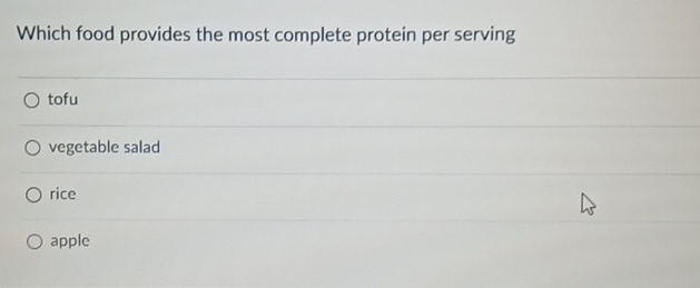 Solved Which food provides the most complete protein per | Chegg.com