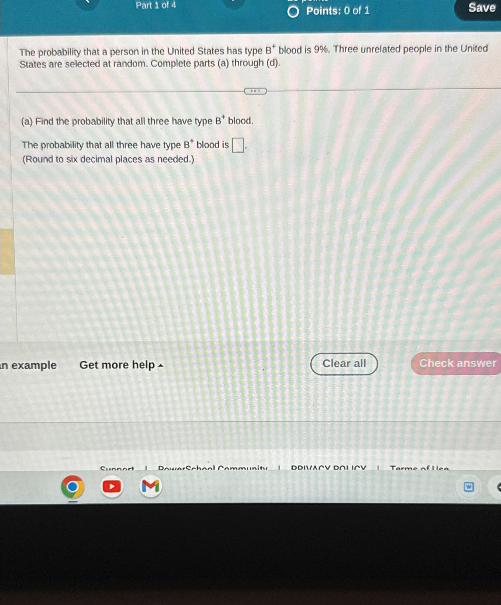 Solved Part 1 ﻿of 4Points: 0 ﻿of 1The probability that a | Chegg.com