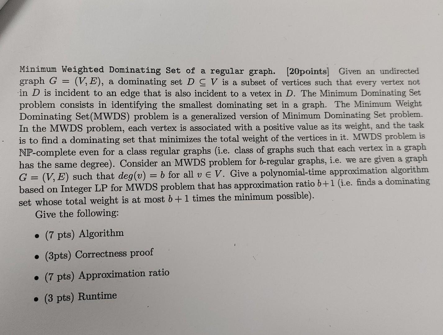 Solved Minimum Weighted Dominating Set Of A Regular Graph 7795