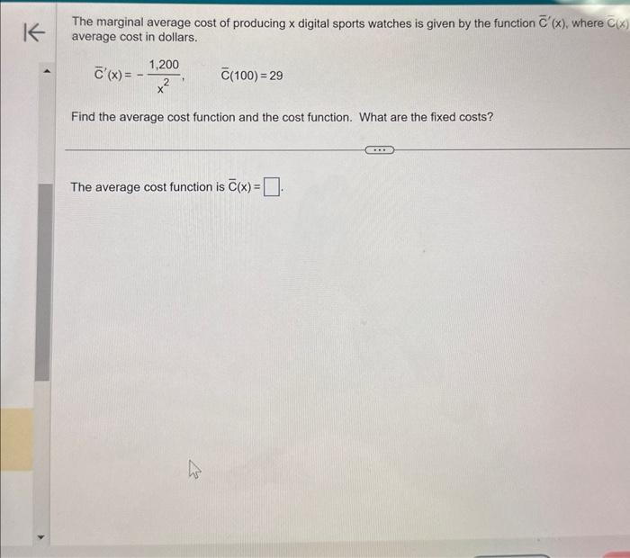 Solved The marginal average cost of producing x digital | Chegg.com