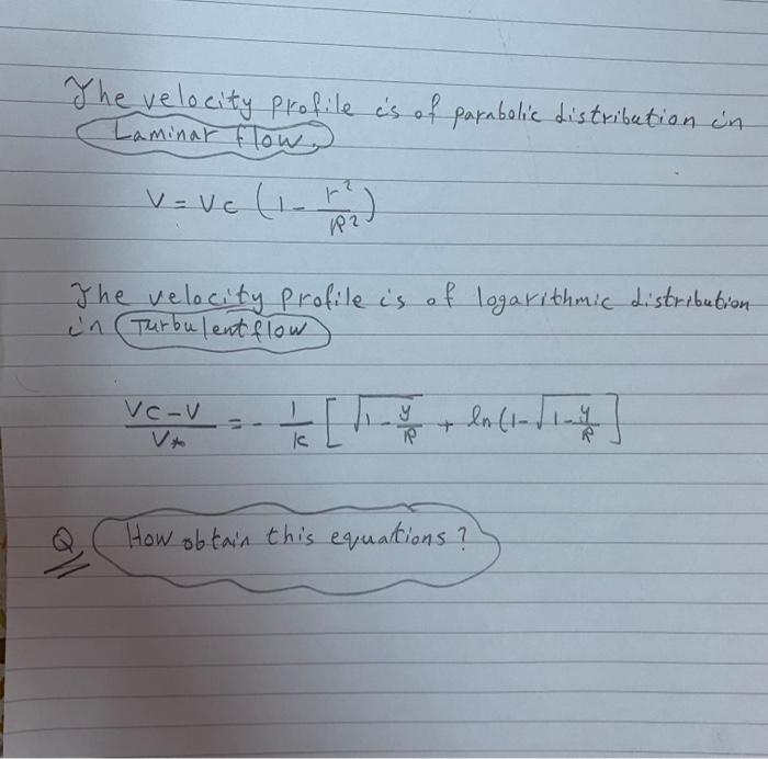 Solved The velocity profile is of parabolic distribution in | Chegg.com