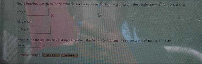 Find a function that gives the vertical distance v | Chegg.com