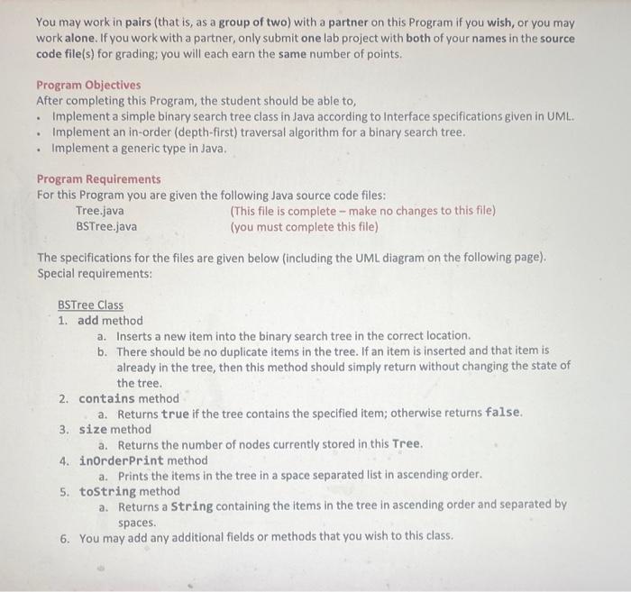 Solved Can You Help Me On The Bstree Class Please The Third 