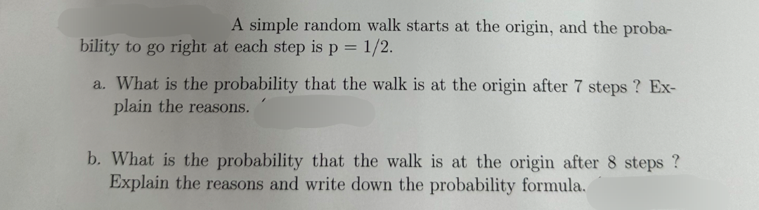 Solved A simple random walk starts at the origin, and the | Chegg.com