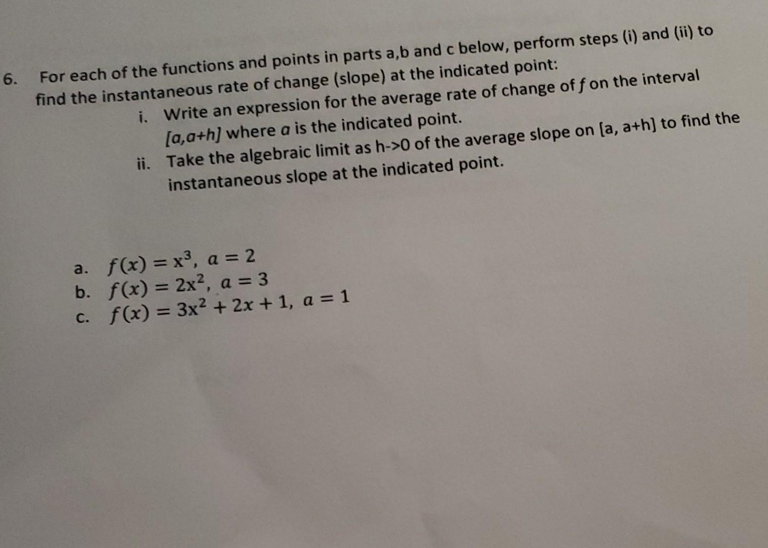 Solved For each of the functions and points in parts a,b and | Chegg.com