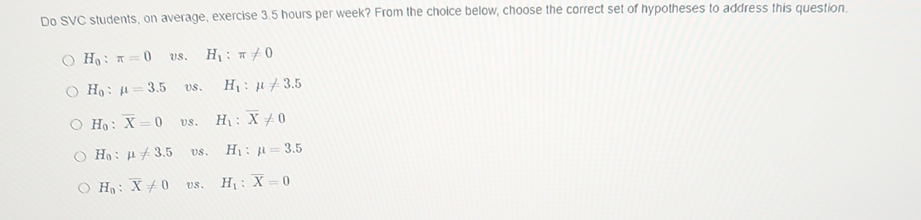 Solved Do students, on average, exercise 3.5 ﻿hours per | Chegg.com